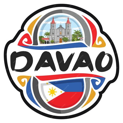 Premium Vector Davao Philippines Flag Travel Souvenir Sticker Skyline