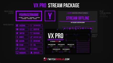 3 Twitch Overlay Animated Stream Overlay Purple Purple Twitch Package Animated Twitch Overlay
