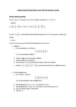 Solved A Function From One Vector Space To Another That Respects Each