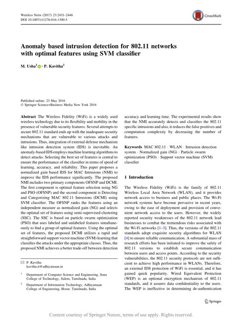 anomaly based intrusion detection for 802 11 networks with optimal