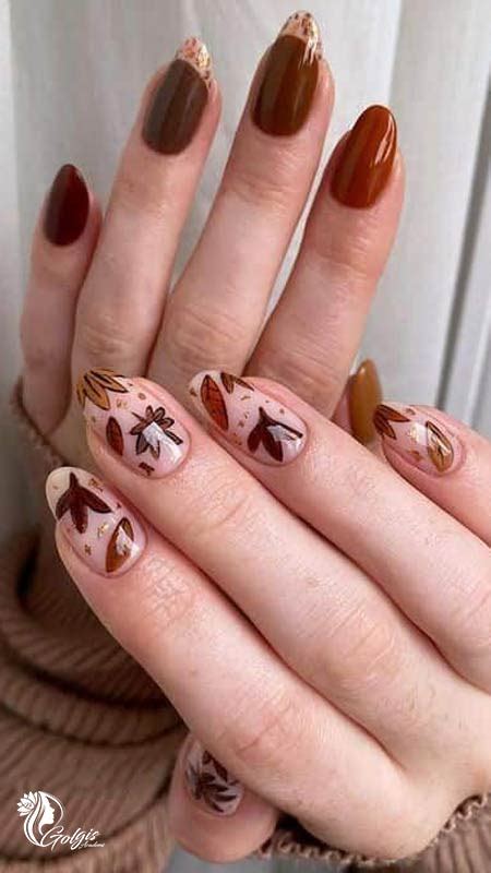 70 ایده طرح ناخن پاییزی جدید، شیک و جذاب ویژه خوش سلیقه گل گیس