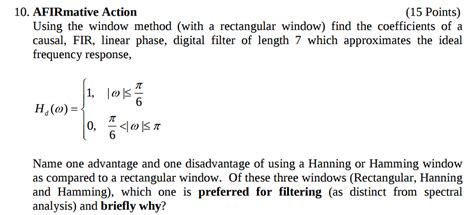 Solved Using The Window Method With A Rectangular Window Chegg