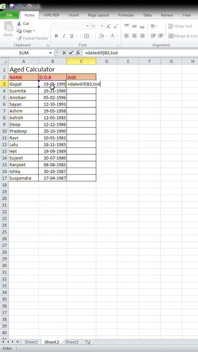 Age Calculation Formula In Excel Exceltips Exceltricks Shorts