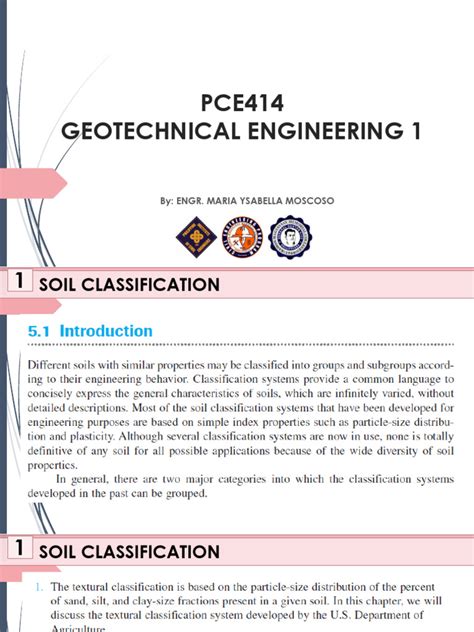 Pce414 Geotechnical Engineering 1 Topic 4 Soil Classification Pdf