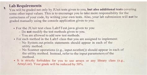 Solved Lab Requirements You Will Be Graded Not Only By Junit