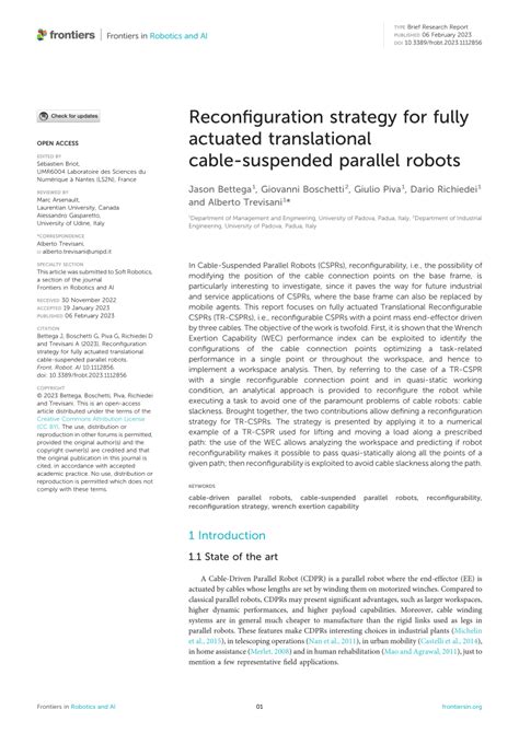 Pdf Reconfiguration Strategy For Fully Actuated Translational Cable