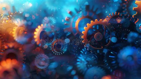 Abstract Background Of Interlocking Gears And Cogs Concept Of Technology Engineering And