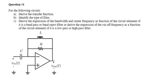 solved question 1for the following circuitsa ﻿derive the