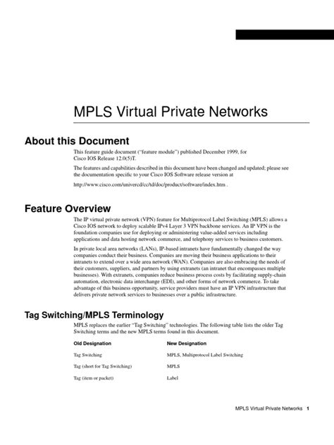 Mpls Virtual Private Networks About This Document Pdf Virtual Private Network