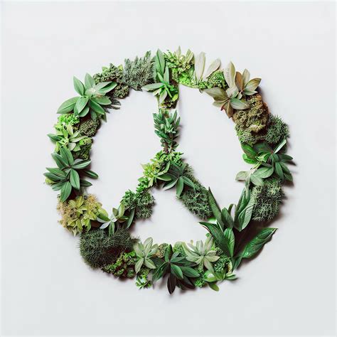 Artstation Peace Sign Made Out Of Green Leaves Artworks