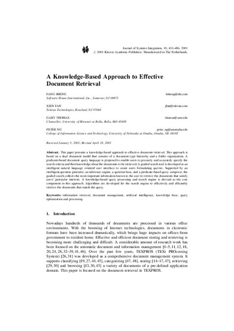 Pdf A Knowledge Based Approach To Effective Document Retrieval