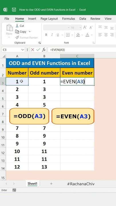Odd And Even Functions In Microsoft Excel Youtube