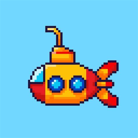 Premium Vector Pixel Art Style Submarine Design