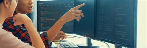 premium photo cropped image of professional programer team collaboration discuss about web