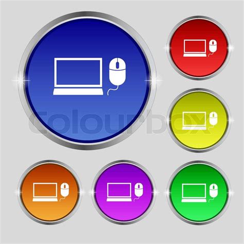 Computer Widescreen Monitor Mouse Sign Icon Set Colourful Colourbox