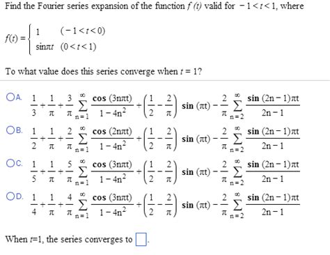 Solved Find The Fourier Series Expansion O F The Function F