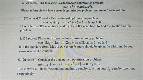 Solved 2 20 Scores The Following Is A Nonsmooth
