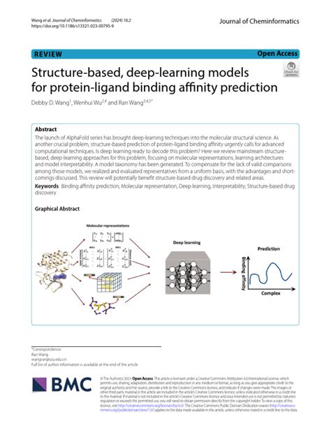 Structure Based Deep Learning Models For Protein Ligand Binding Affinity Prediction Pdf