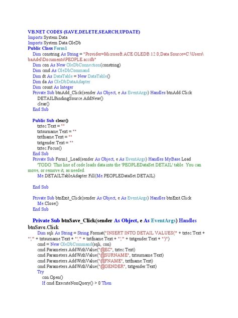 Save Delete Search Update Codes Pdf Password User Computing