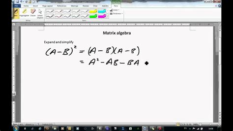 Matrix Algebra Expand Simplify Example 2 Youtube