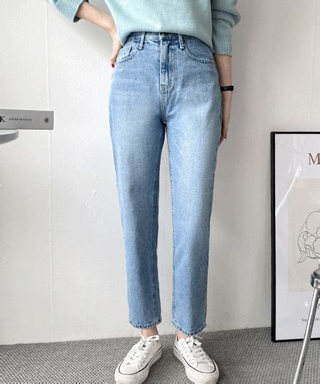 S Xl여유 일자핏 난스판 하이웨스트 청바지 데님 팬츠 세미 기본 베이직 스트레이트 진청 연청 키작녀 키큰녀 빅사이즈 에이블리