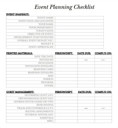 Free 16 Sample Event Planning Checklist Templates In Google Docs Ms Word Pages Pdf Artofit