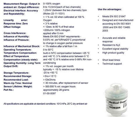 Original Envitec Oom204 Medical Oxygen Sensor For Acutronic Fabian Manufacturers And Suppliers