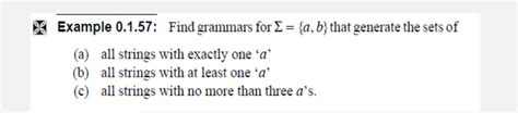 Solved Example 0 1 57 Find grammars for Σ a b that Chegg com