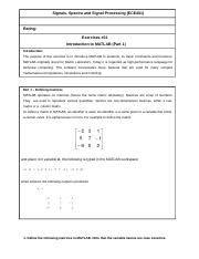 Simulation Activity Introduction To MATLAB GROUP Ece Docx Signals Spectra And Signal