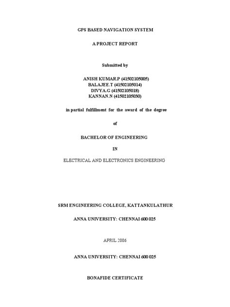 Gps Based Navigation System A Project Report Pdf Global Positioning System Satellite