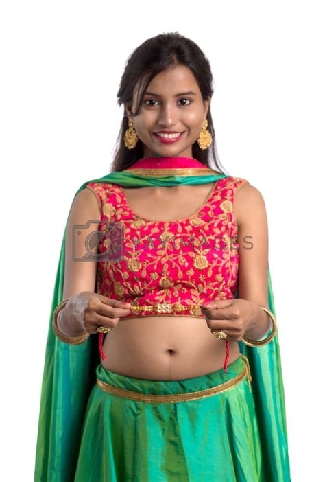 Beautiful Girl Showing Rakhi On Occasion Of Raksha Bandhan On A White