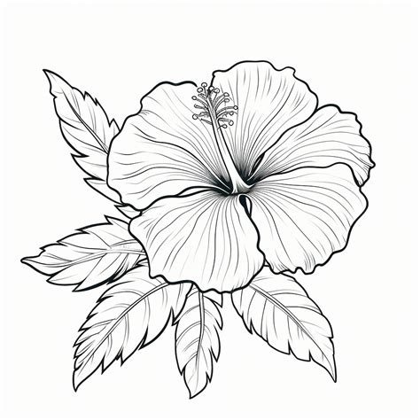 Premium Ai Image Coloring Book Page Featuring Simple Hibiscus Heavy