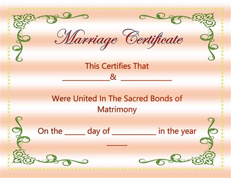 Free Printable Marriage Certificate Templates Word PDF Editable