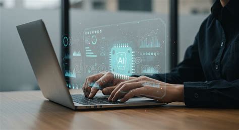 Ai Data Analysis Future Of Business Intelligence On Laptop Stock Illustration Illustration Of