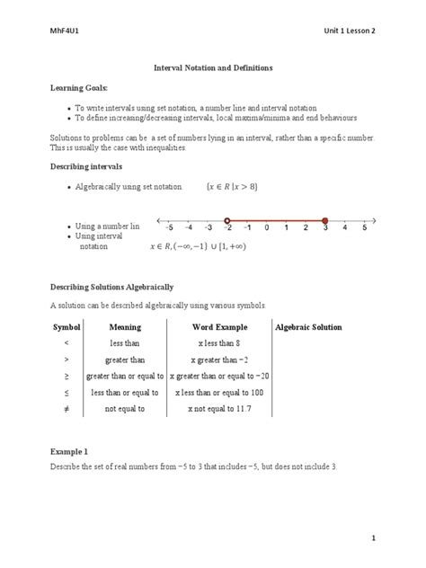 1 2 Interval Notation And Definitions 2020 Download Free Pdf Maxima