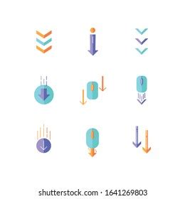 Scroll Down Flat Design Cartoon Rgb Stock Vector Royalty Free Shutterstock
