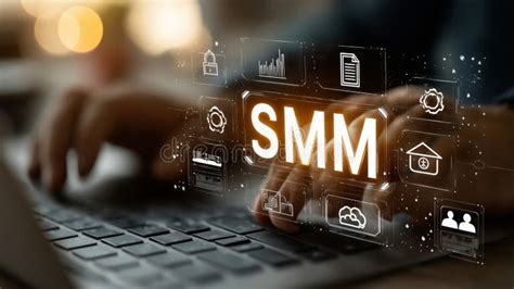 Digital Workspace Showcasing Social Media Marketing Tools And Analytics Stock Image Image Of