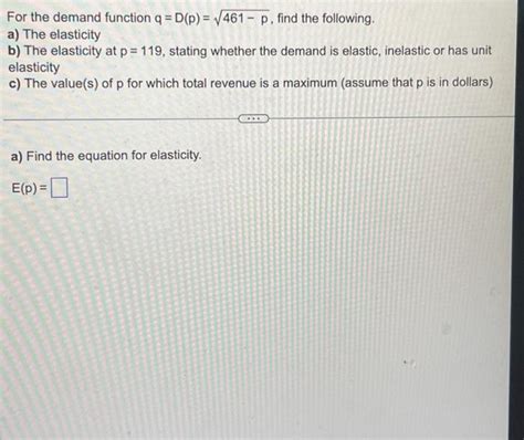 For The Demand Function Q D P P Find The Chegg