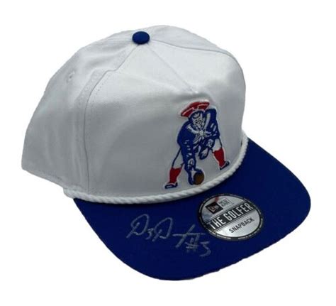 Demario Douglas New England Patriots Signed Vintage Logo Newera White