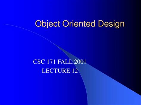 Ppt Object Oriented Design Powerpoint Presentation Free Download