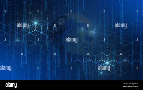 Digital Internet Cyber Security Technology Concept Silhouette Of