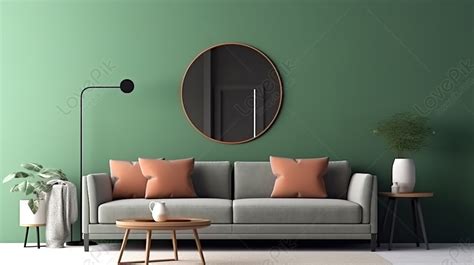 갈색 소파와 녹색 장식이 있는 거실의 3d 모형 거실 배경 내부 배경 갈색 방 배경 이미지 Hd 거실 내부 갈색 방 배경 사진 무료 다운로드 Lovepik