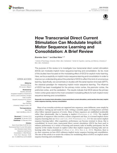 Pdf How Transcranial Direct Current Stimulation Can Modulate Implicit