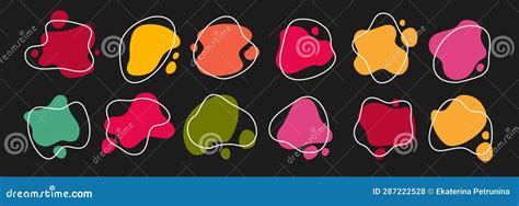 Vector Abstract Blob Shapes Set Irregular Organic Flat Design Elements Colorful Amoeba Fleck