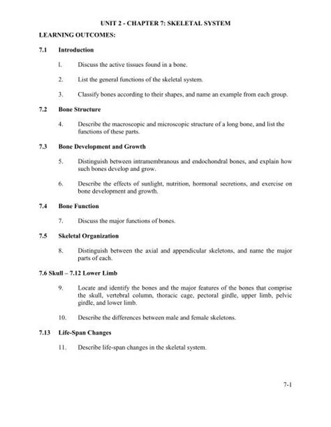 Chapter 7 The Skeletal System
