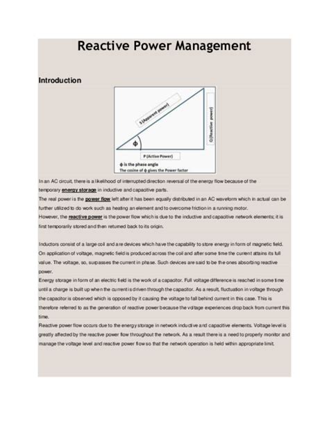Pdf Reactive Power Management