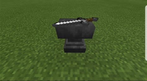 A Sword Resting On An Anvil Made With No Mods Using Command Blocks