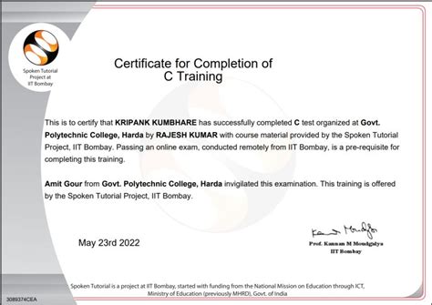 Kripank Kumbhare On Linkedin Cprogramming Iitbombay Spokentutorial Programmingskills