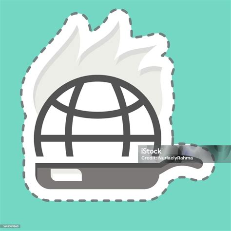 스티커 라인은 지구 온난화를 차단합니다 기후 변화 기호와 관련이 있습니다 심플한 디자인 편집 가능 간단한 그림 경제에 대한 스톡 벡터 아트 및 기타 이미지 Istock