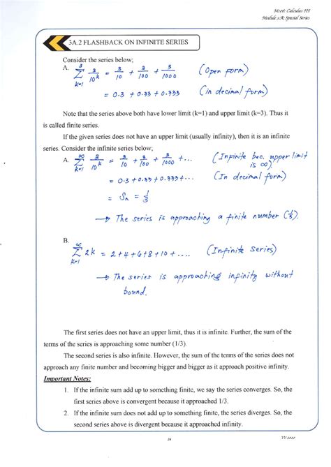 SOLUTION Calculus Iii Special Series Example And Tricks Studypool